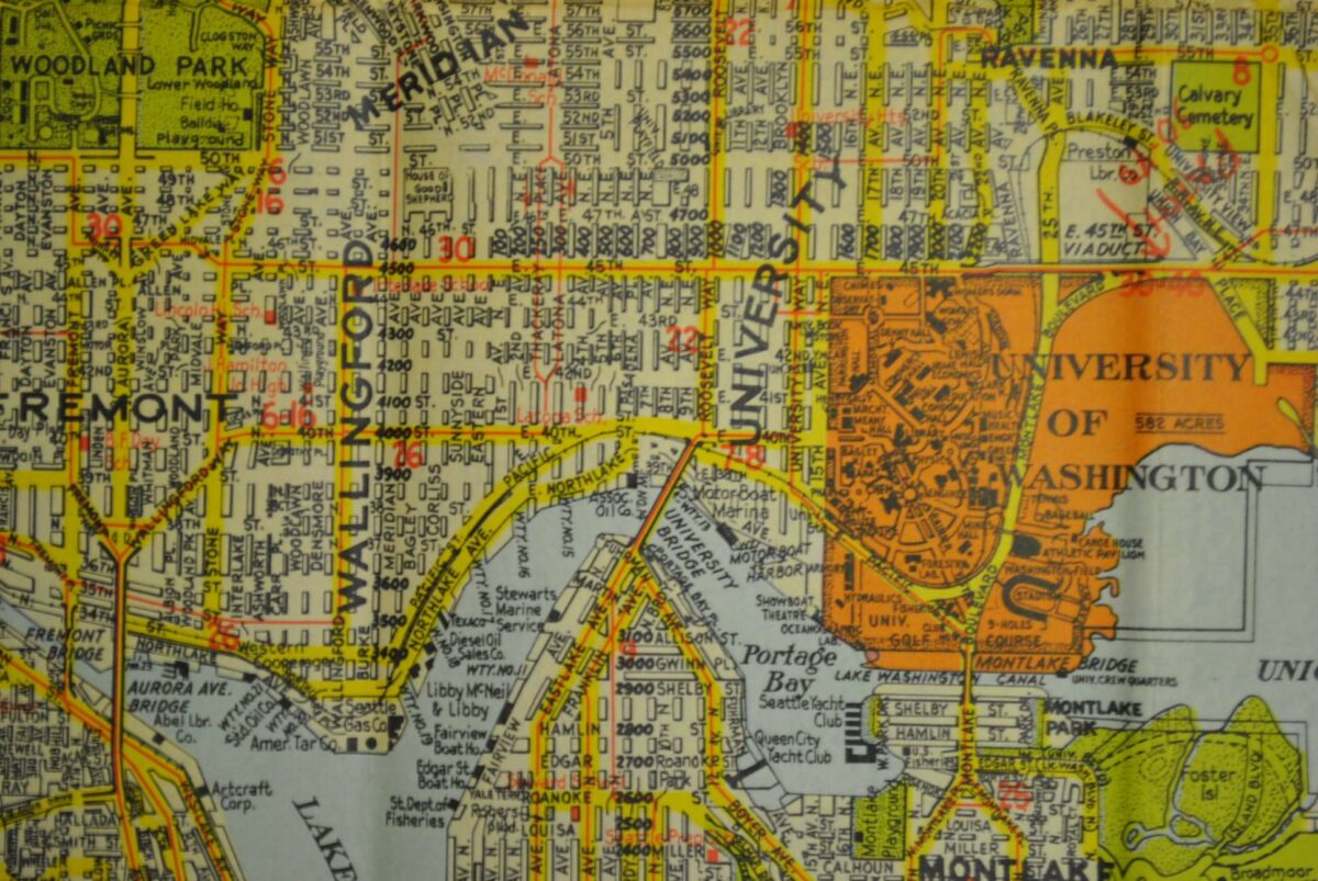 Seattle, Washington circa 1940 - Kroll Antique Maps