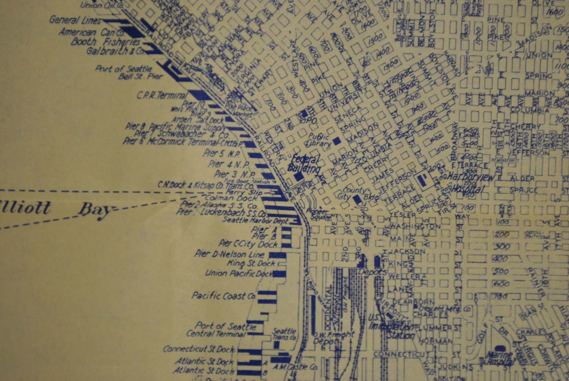 Seattle, Washington circa 1920’s - Kroll Antique Maps