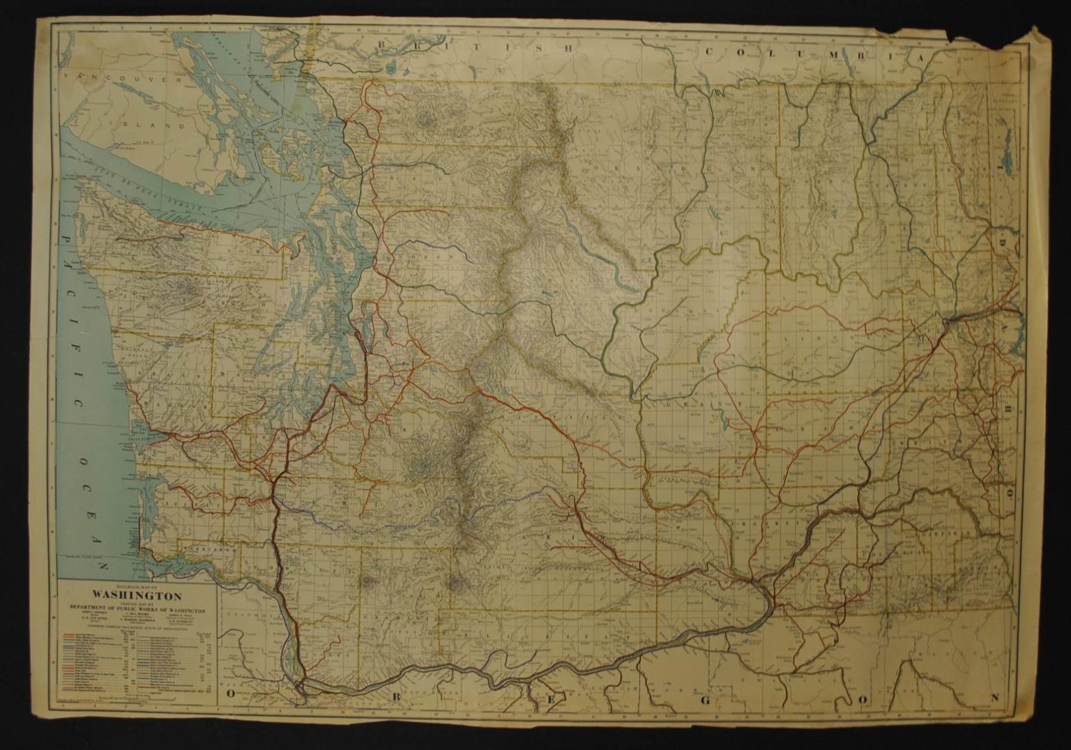 Washington State Railroad Map, 1928 - Kroll Antique Maps