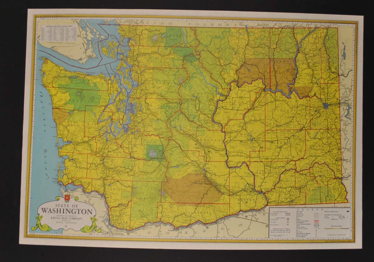 Washington State circa 1980’s - Kroll Antique Maps