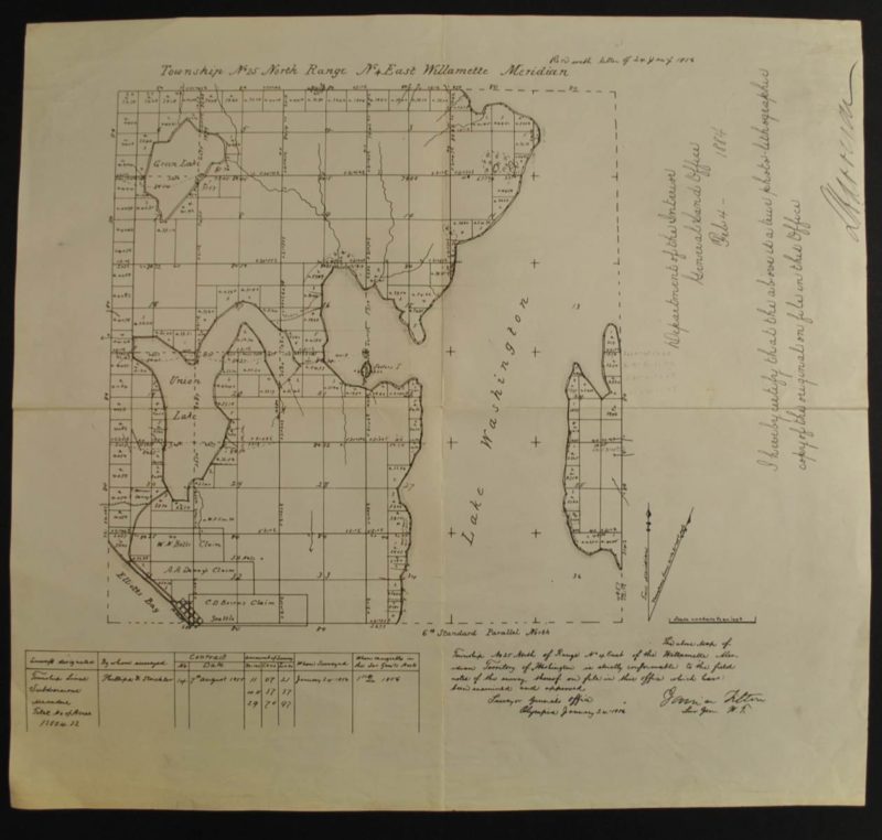 Seattle, Washington Township Map circa 1890s - Kroll Antique Maps
