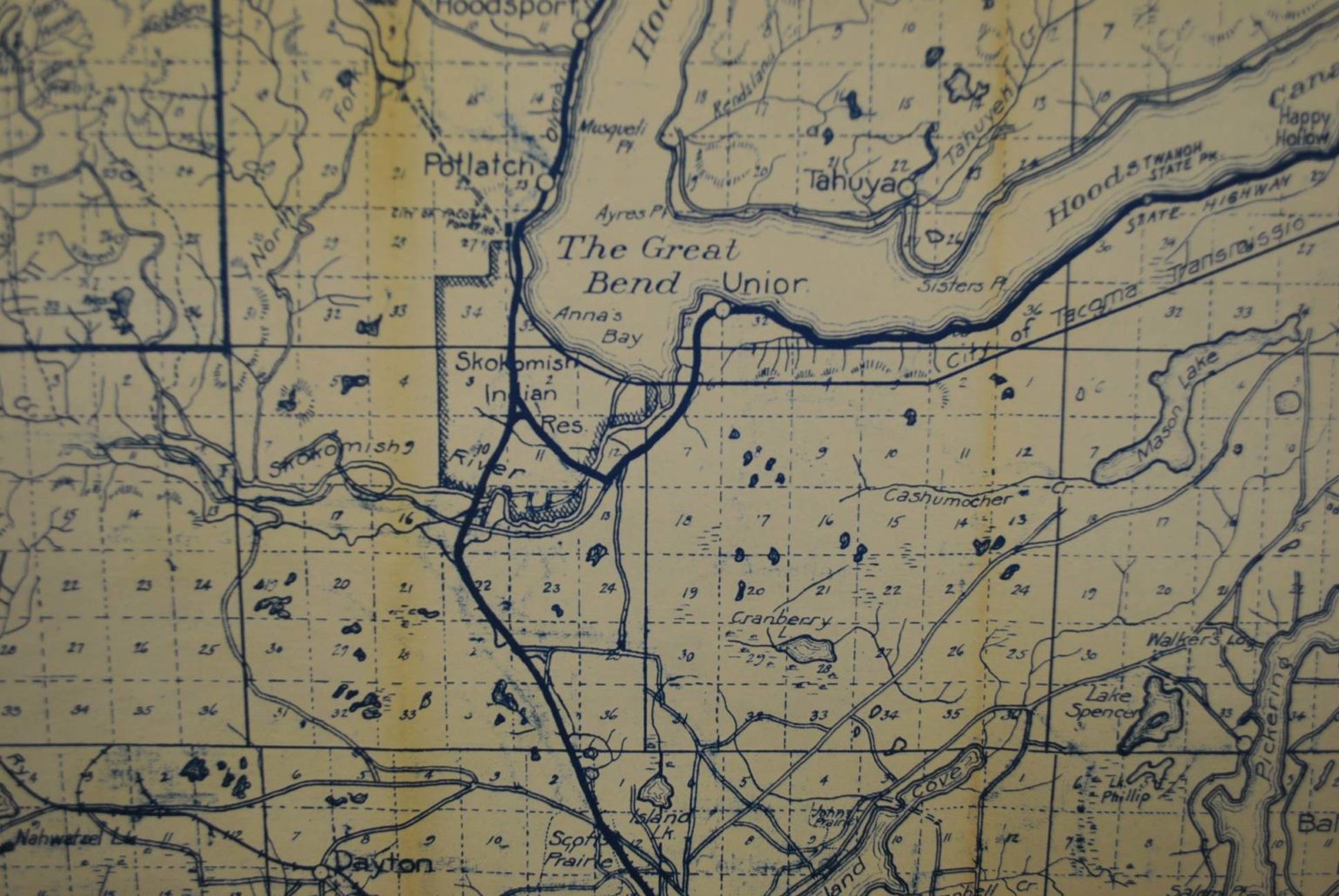 Mason County, Washington circa 1920’s - Kroll Antique Maps