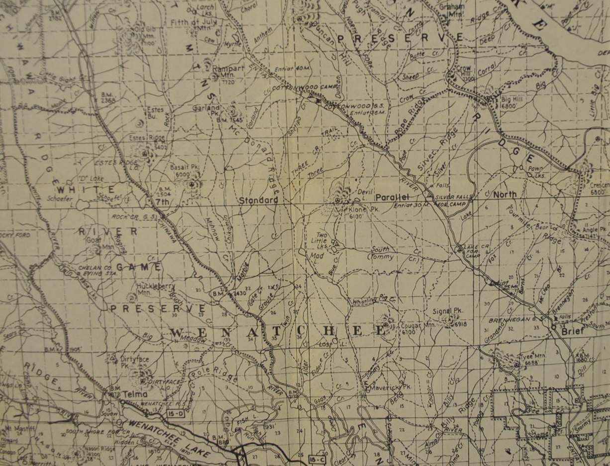 Chelan County, Washington circa 1940’s - Kroll Antique Maps