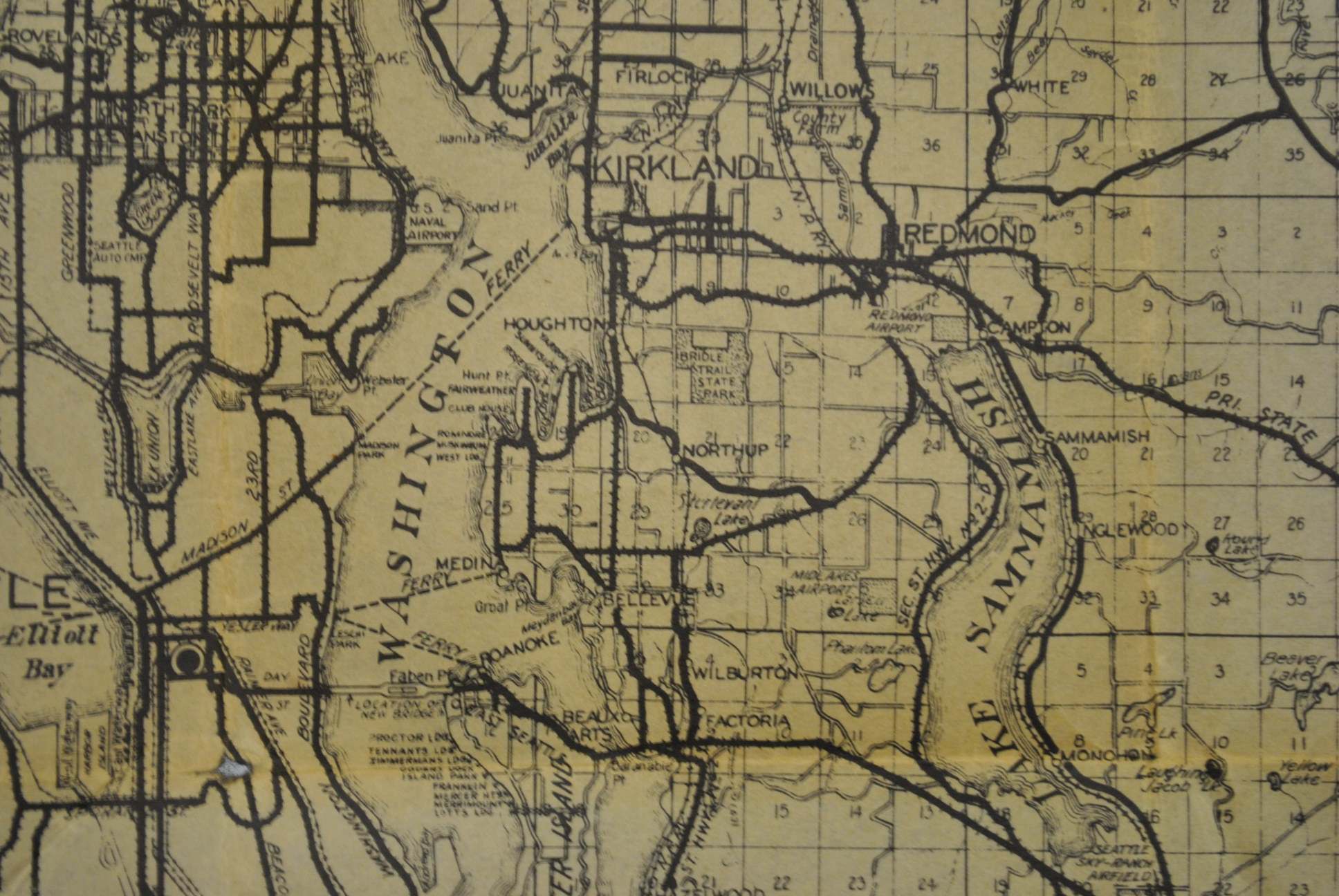 King County, Washington circa 1940 - Kroll Antique Maps