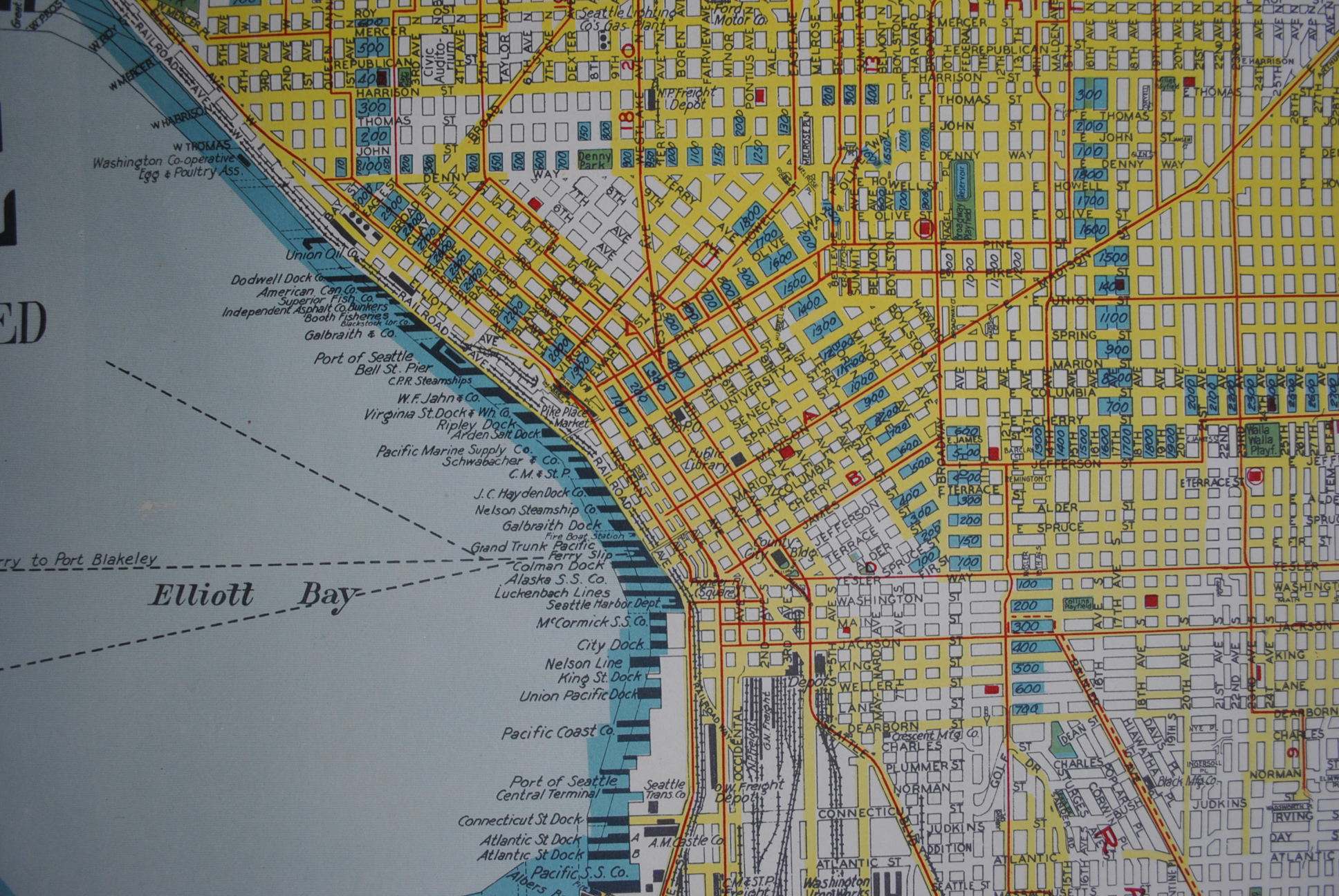 Seattle, Washington circa 1930 - Kroll Antique Maps