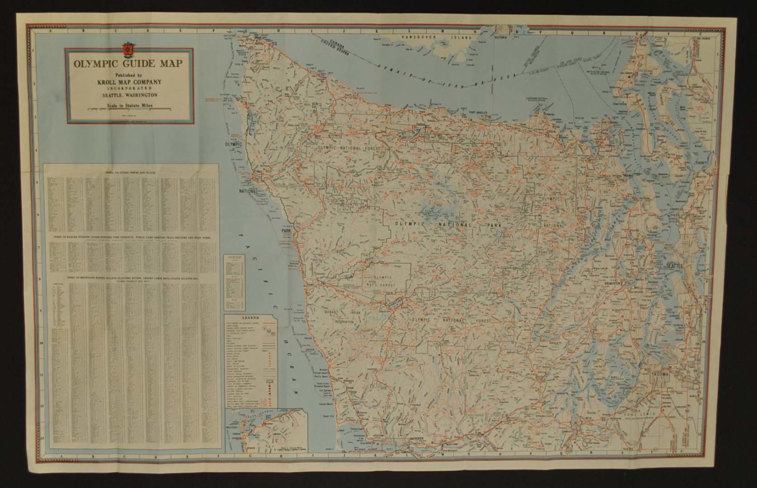 Olympic Peninsula circa 1940’s - Kroll Antique Maps