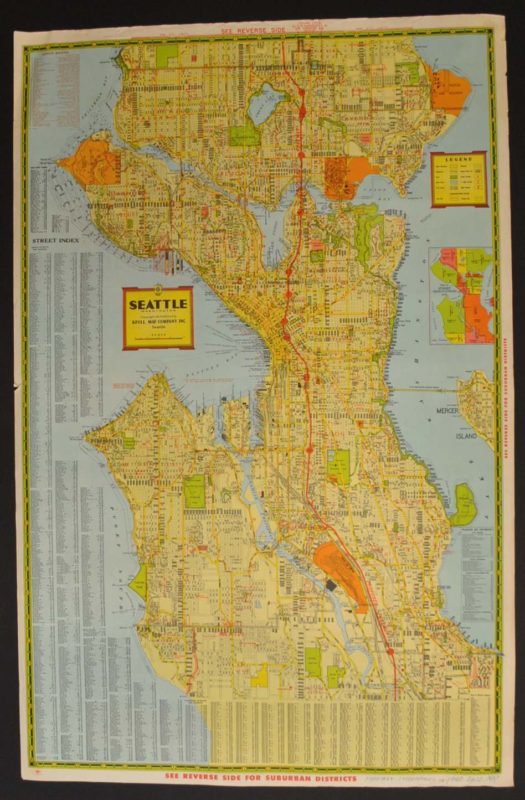 Seattle, Washington circa 1950 - Kroll Antique Maps