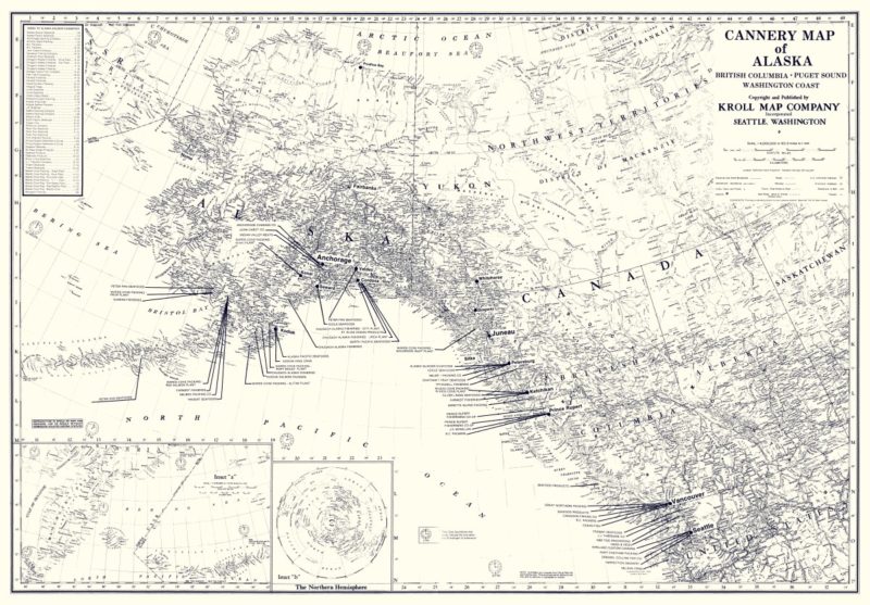 Alaska Cannery Map 1988 - Kroll Antique Maps
