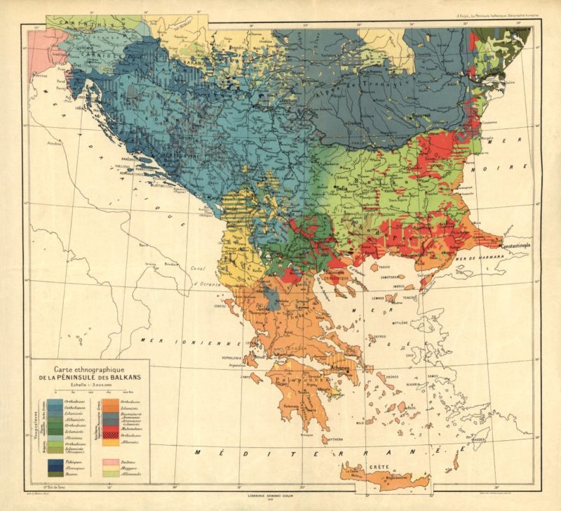 Balkans 1918 (Ethnographic map) - Kroll Antique Maps
